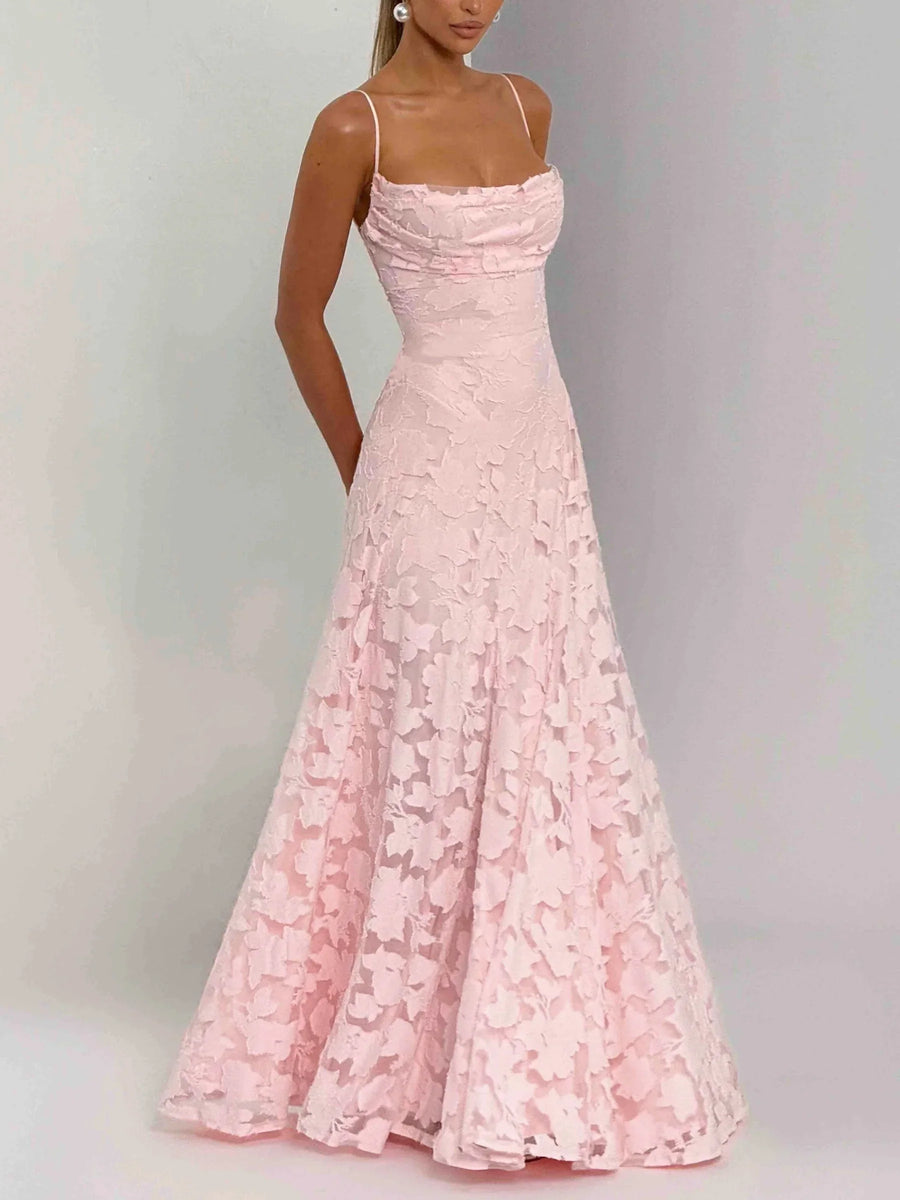 Rosa | Maxikleid mit Spitzendetail – SOLAF MODE